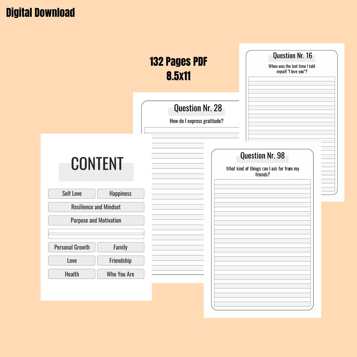 120 Questions to Get to Know Yourself Worksheets Instant Digital ...