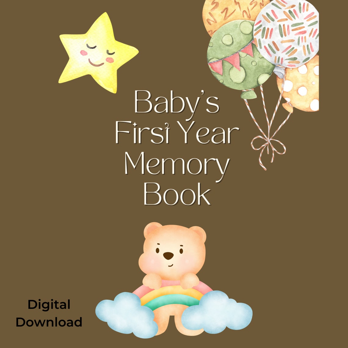 Printable Baby Memory Book: First Year Milestones (PDF Download) - Etsy