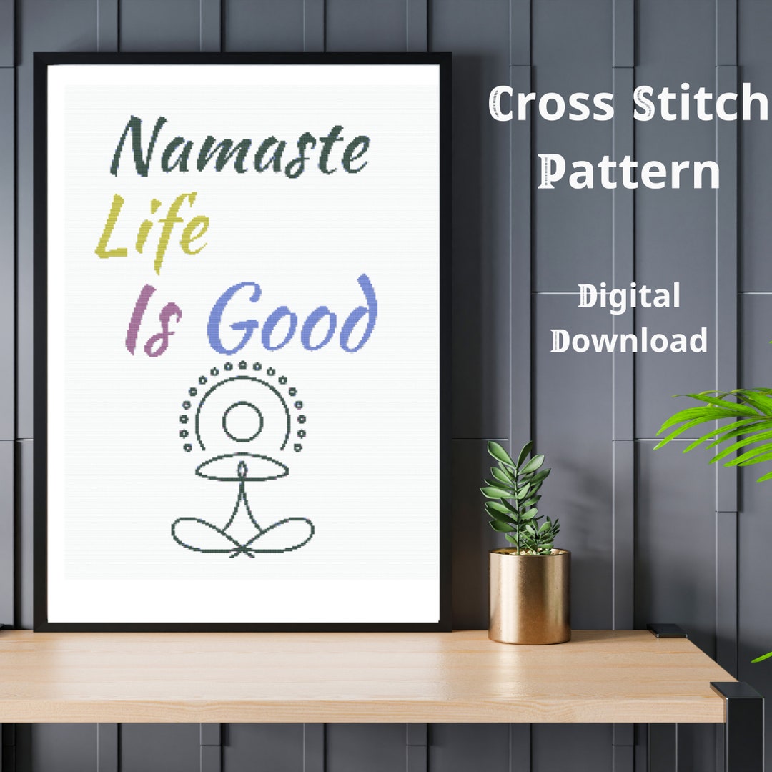 Namaste Cross Stitch Pattern -digital - Printable Download - Etsy
