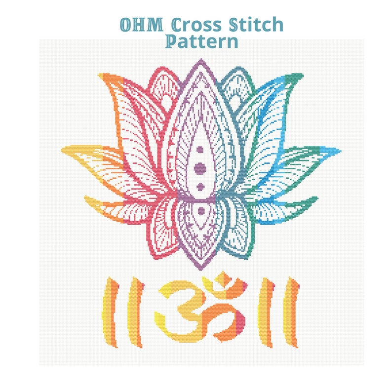 OHM Lotus Cross Stitch Pattern -digital - Printable Download - Etsy