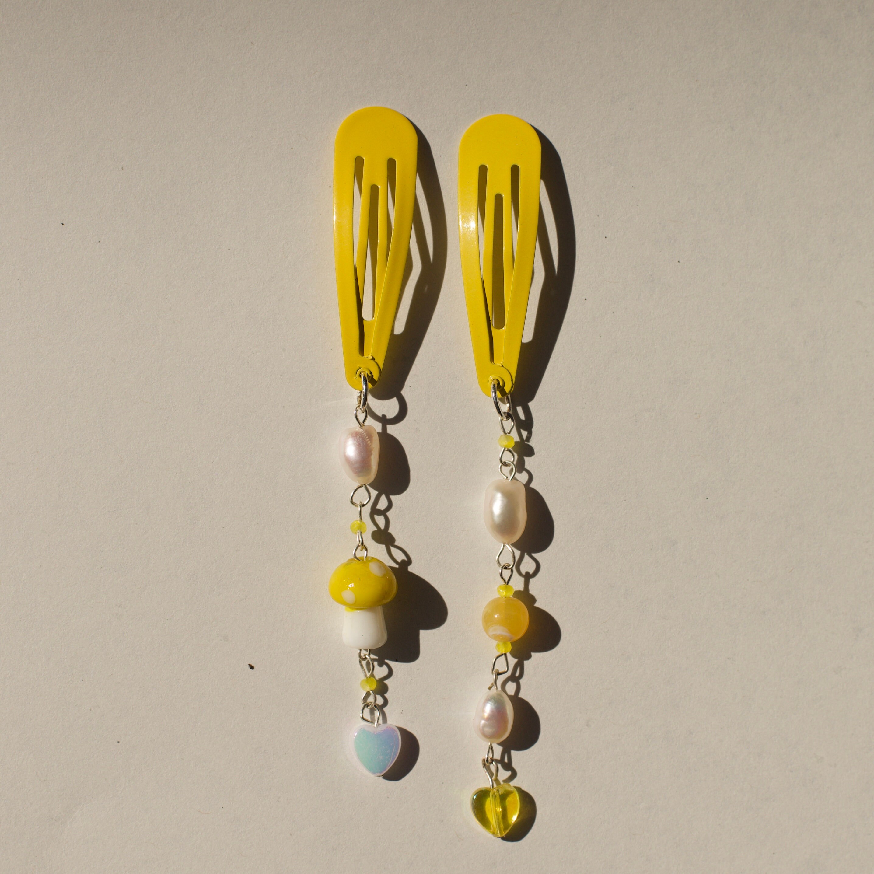 Handmade Rainbow Hair Clips With Dangle Pearls and Mushroom Beads - Etsy