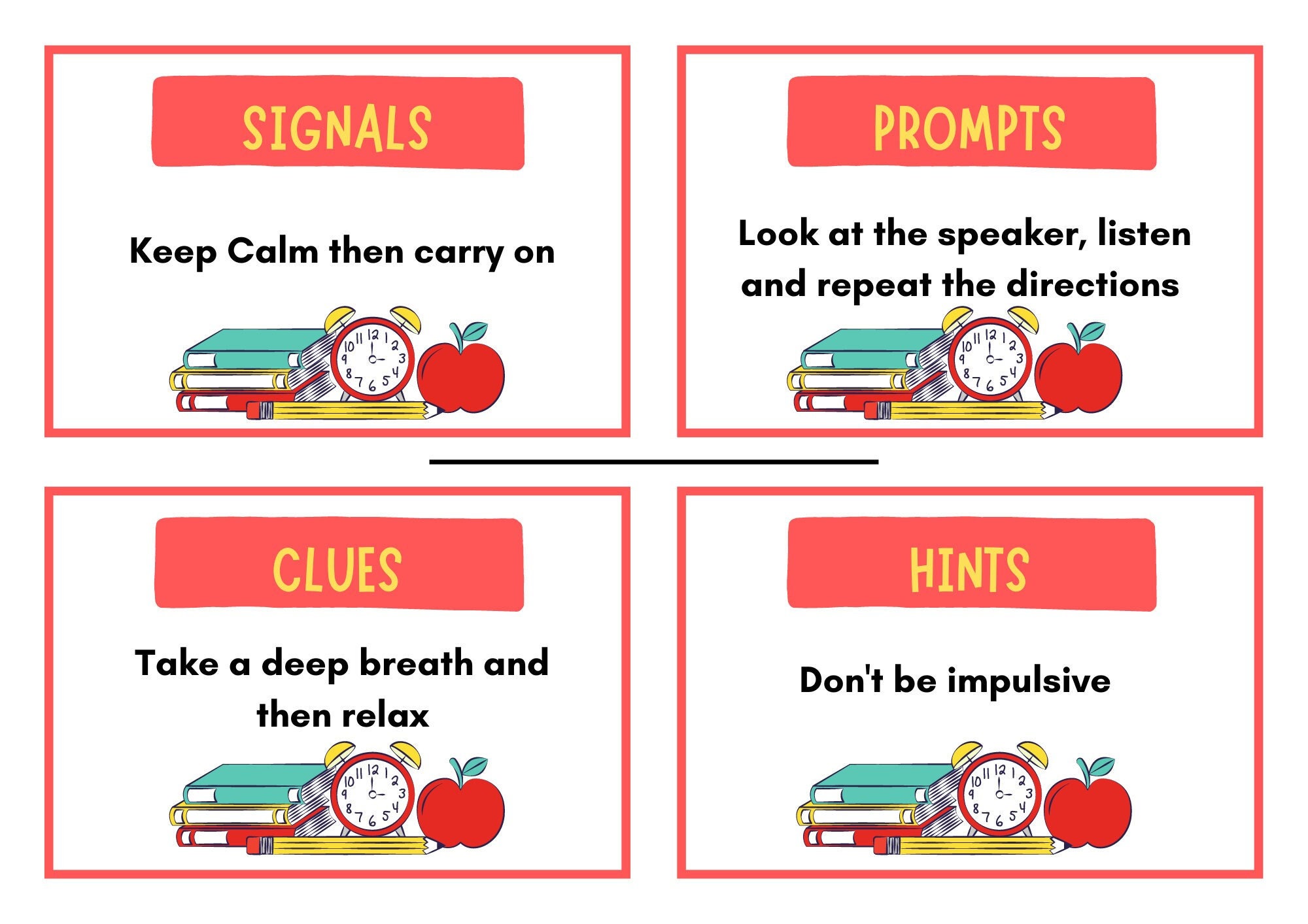 Behavior Reminder Flash Cards - Prompt Your Child to Stay on Task and ...