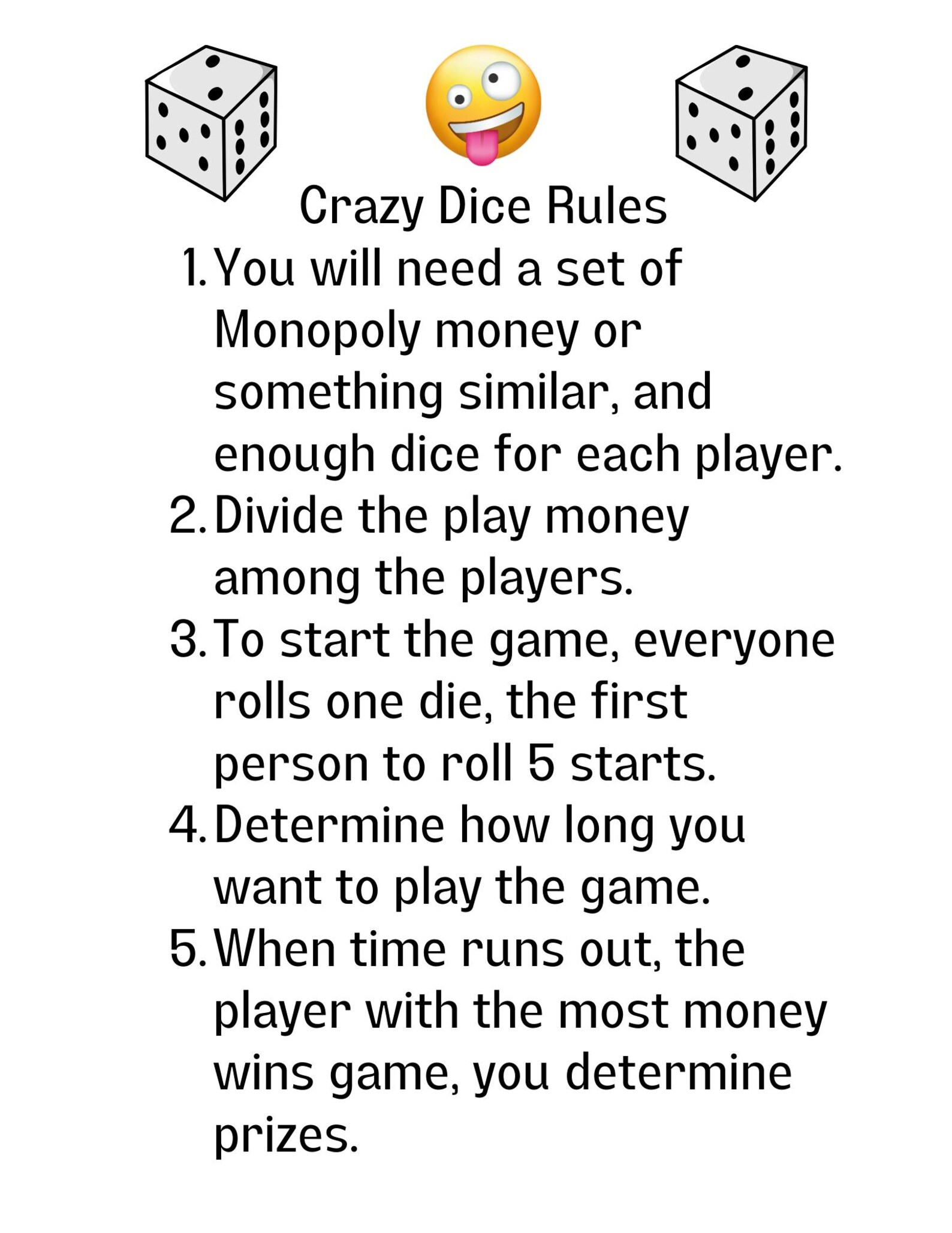 Another Great Dice Game for Youngsters and the Young at Heart. - Etsy