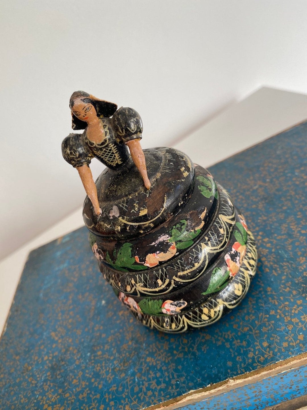 A Wonderful Wooden Lady Figural Trinket Box. - Etsy