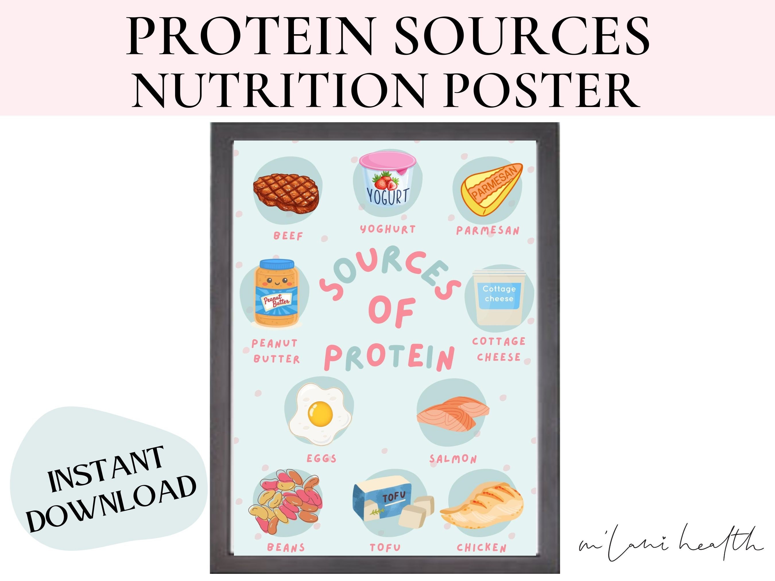Protein Sources Educational Poster Children's Poster Kids Poster ...