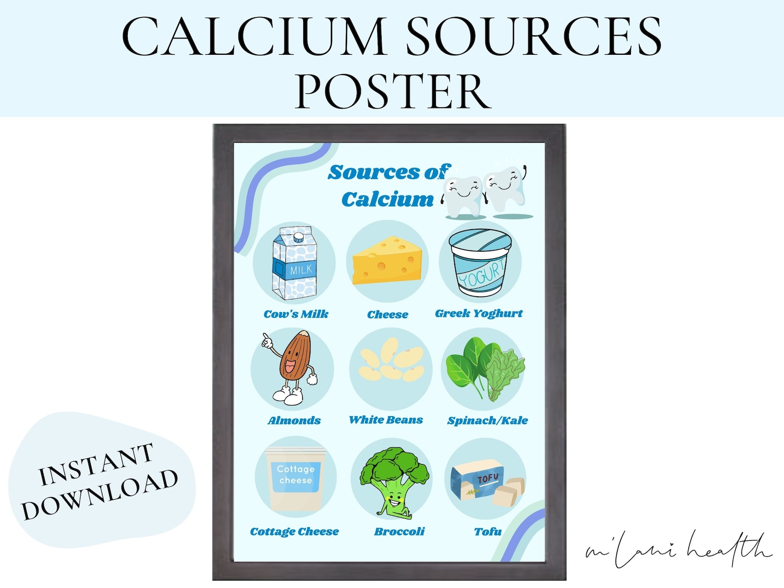 Calcium Sources Educational Poster | Children's Poster | Kids Poster ...