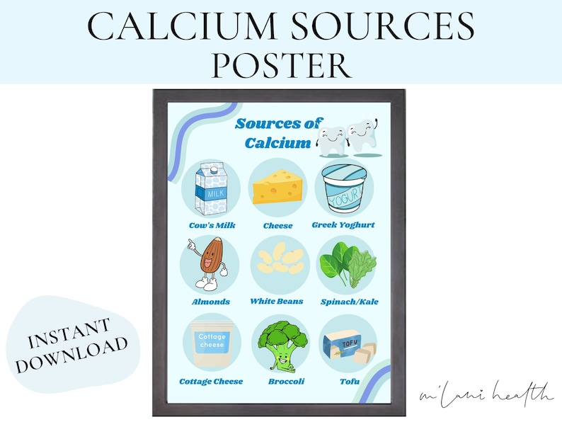 Calcium Sources Educational Poster Children's Poster - Etsy