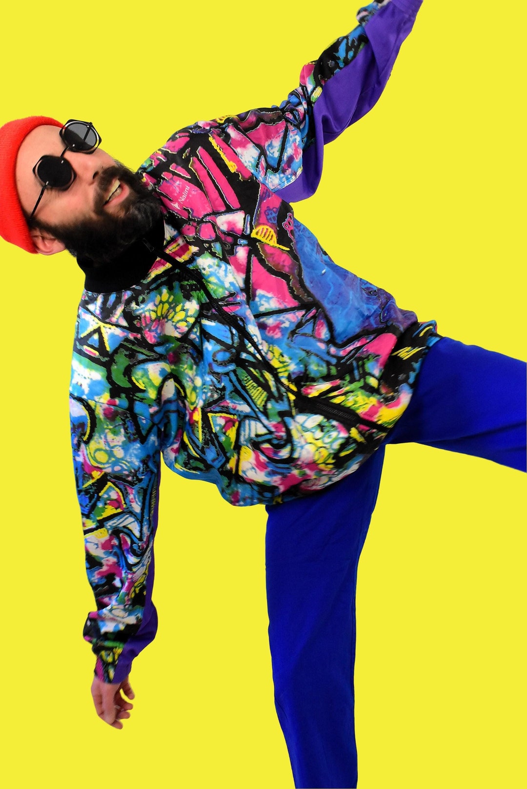 Crazy Pattern Vintage 90s Tracksuit - Nalini Cycling Funky Jacket ...