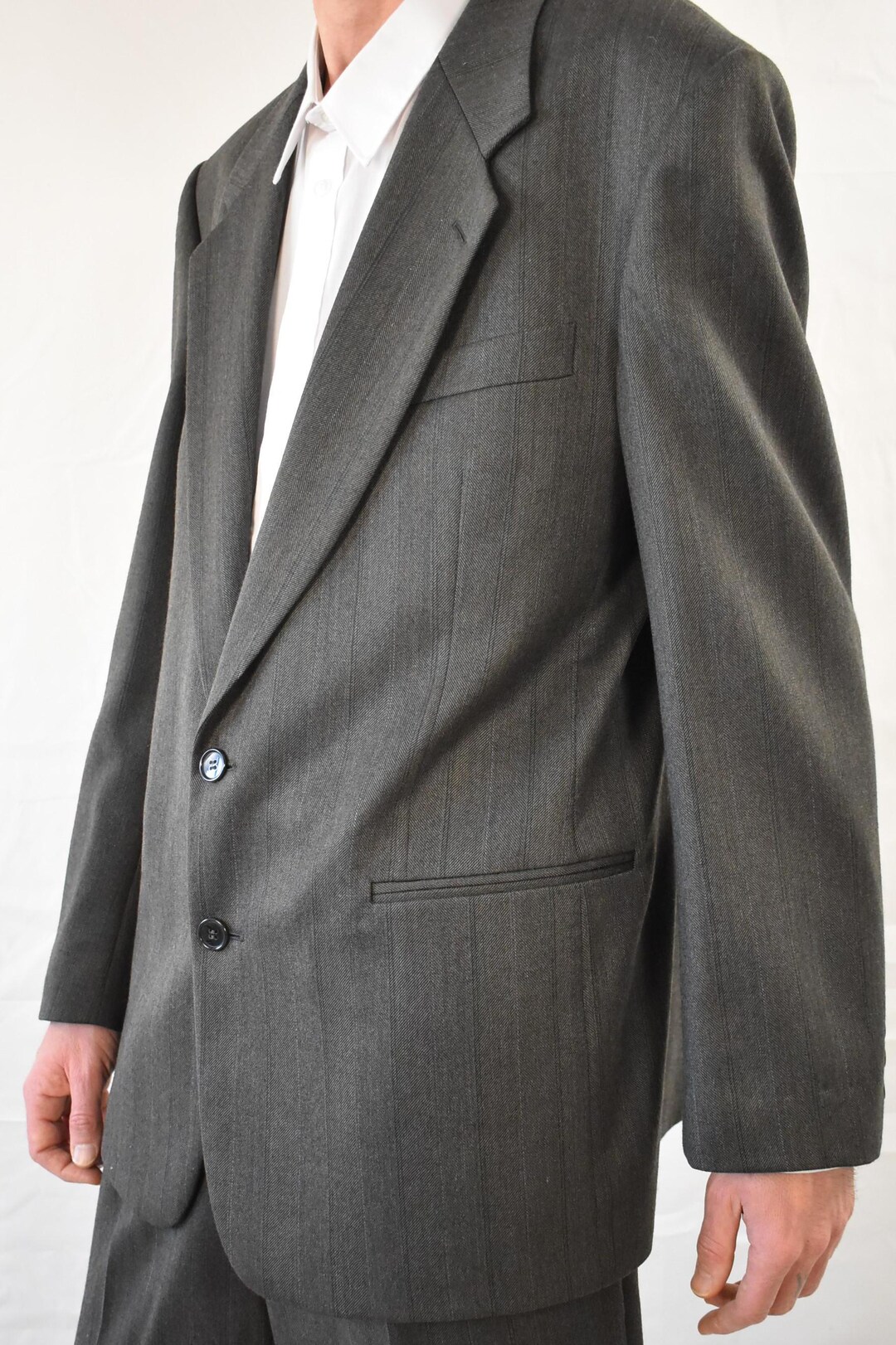 Vintage 70s Grey Italian Suit | Blazer and Trousers | 100% Wool | Made ...
