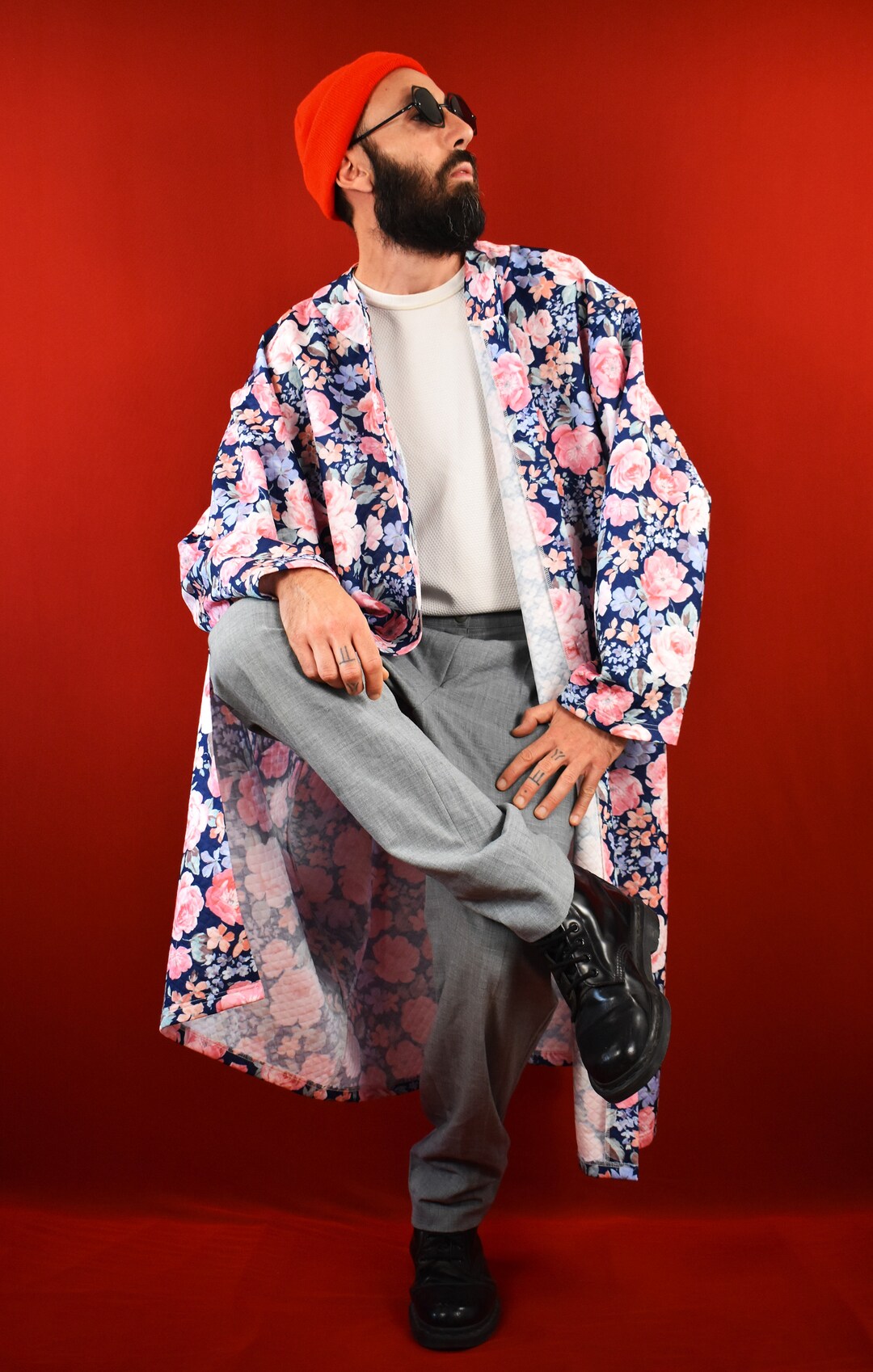 Vintage Quilted Maxi Coat - Floral Patterned Dressing Gown - Multi ...