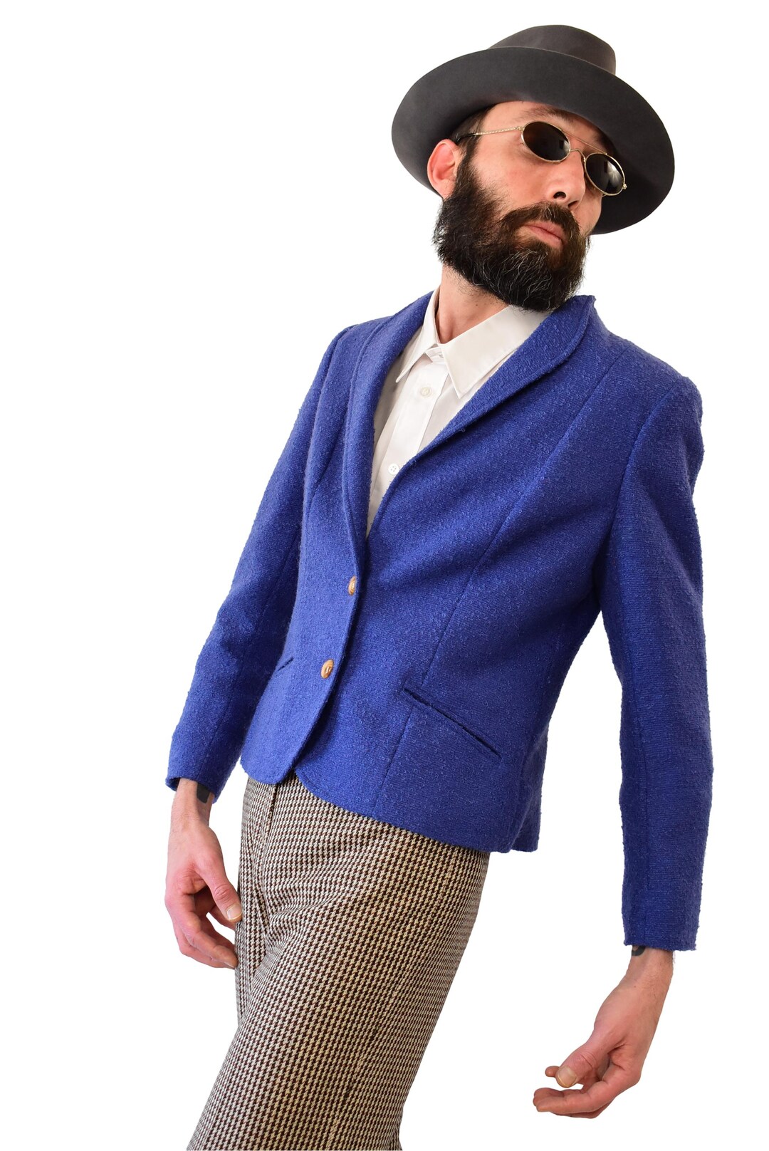 Rare Parisian 70s Wool Blazer French Blue Vintage Blazer Tailored ...