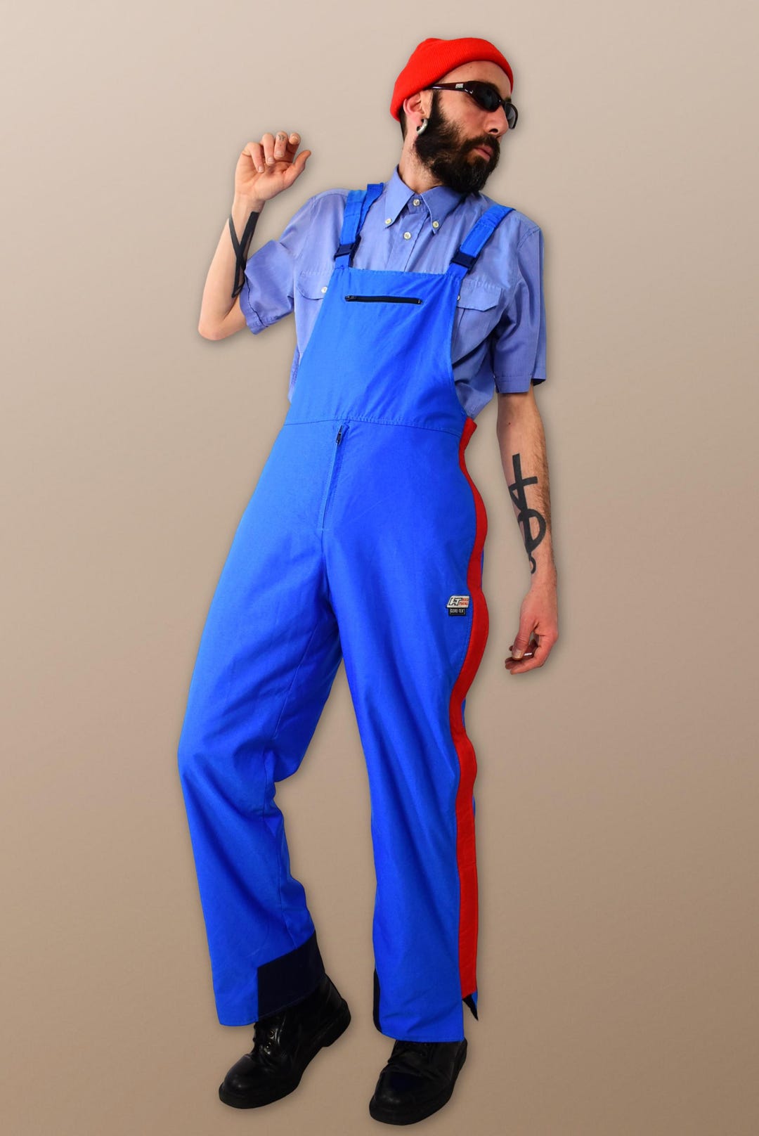 Vintage Italian Gore-tex Overalls: 80s Blue Red Waterproof Jumpsuit - Etsy