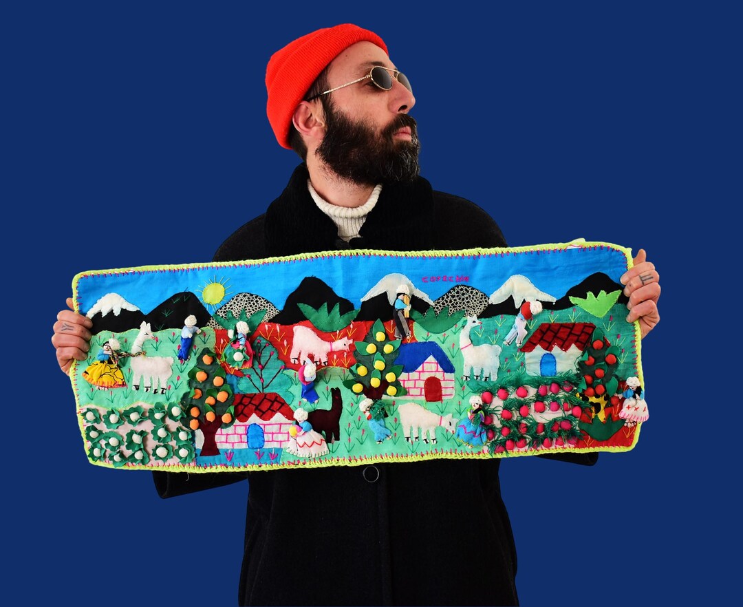 Chilean Textile Wall Art - Handmade Patchwork 3D Tapestry - Traditional ...