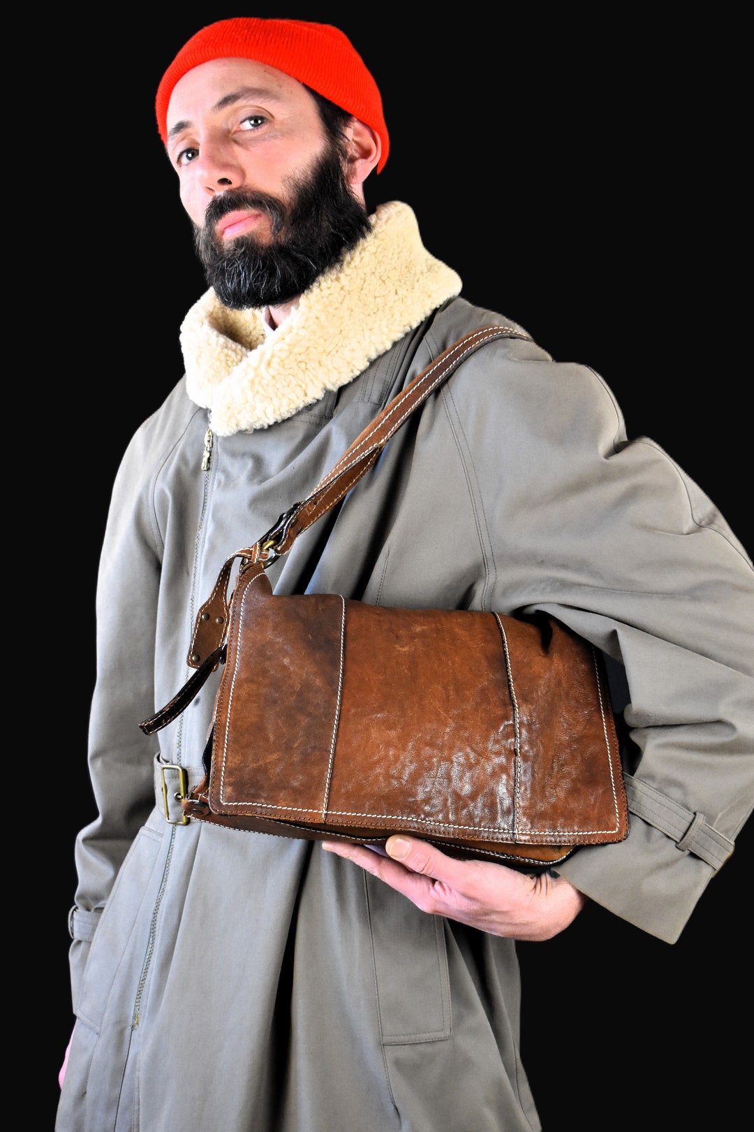 CAPACCIOLI Leather Handbag Vintage Shoulderbag Retro Purse Brown ...