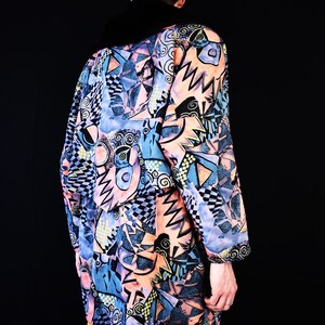 Funky Vintage 80s Ski Jacket Colorful Crazy Abstract Pattern Puffer ...