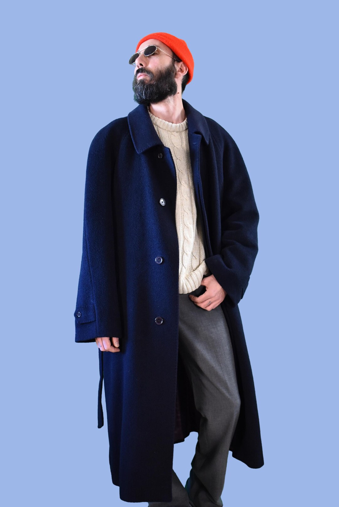 Vintage 90s Scotland Wool Trench Coat - Italian Vintage Extra Long Coat ...