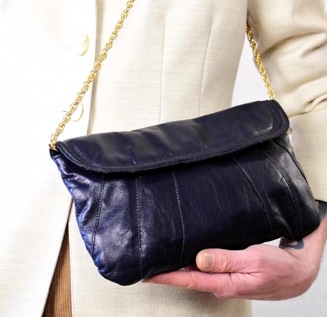 Luxurious Italian Shoulderbag | Navyblue Leather Bag | Vintage Purses ...