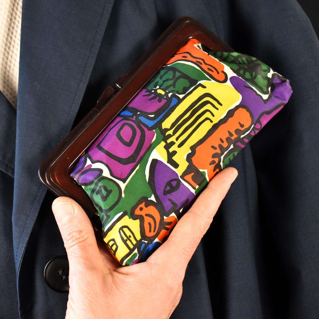 70s 80s Italian Vintage Coin Pocket | Abstract Pattern Frame Bag ...