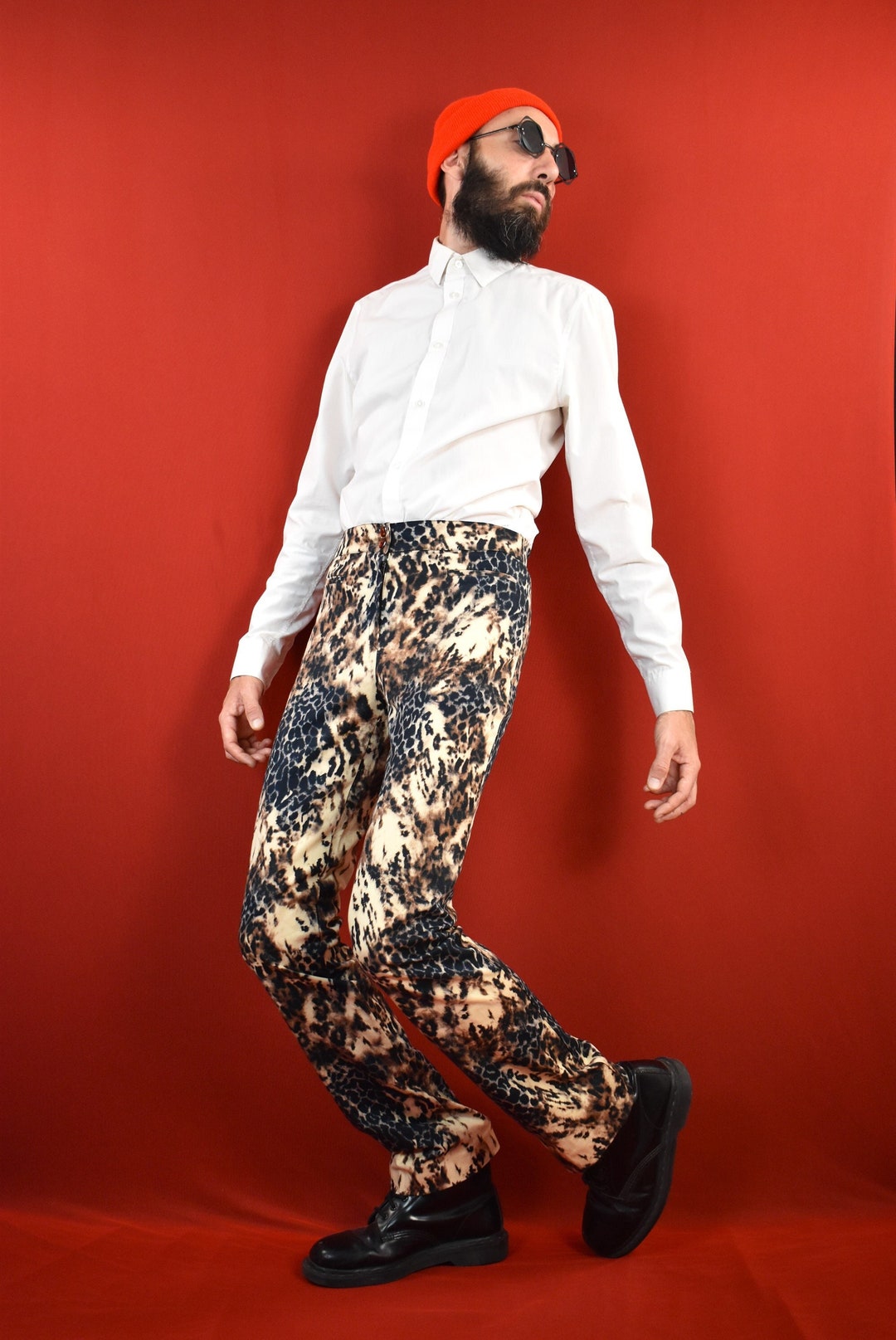 Italian Vintage Cheetah Pants - 70s 80s Animal Pattern Mom Jeans - High ...
