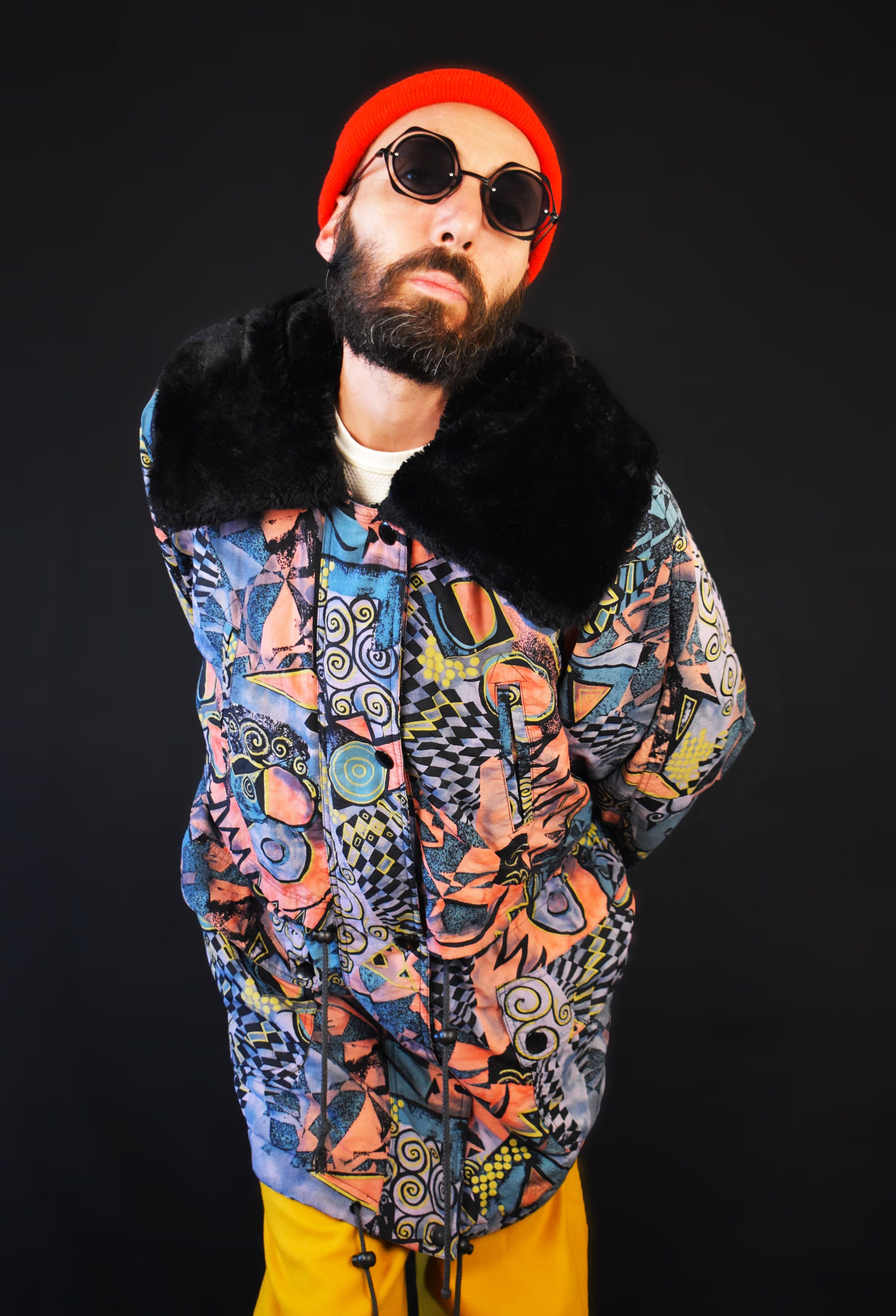 Funky Vintage 80s Ski Jacket Colorful Crazy Abstract Pattern - Etsy