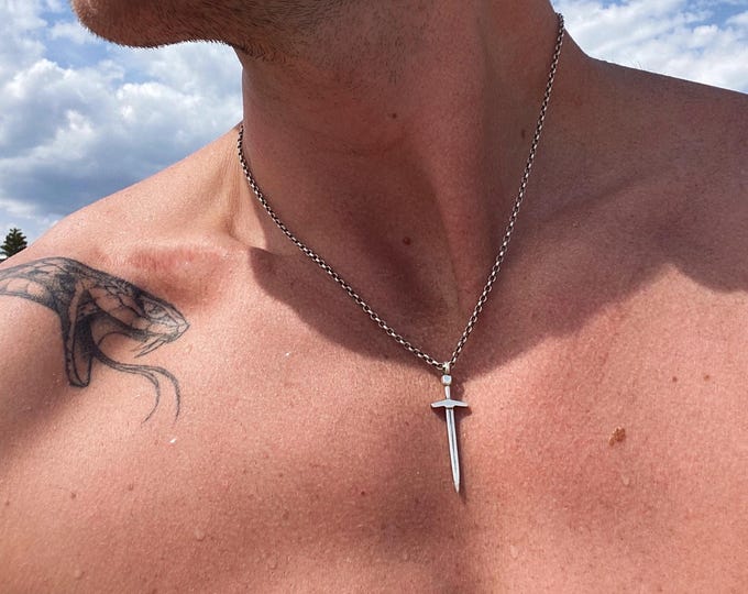 TOUCHÉ - Long Sword Necklace, XL, Gothic, Fantasy, Medieval, Viking ...
