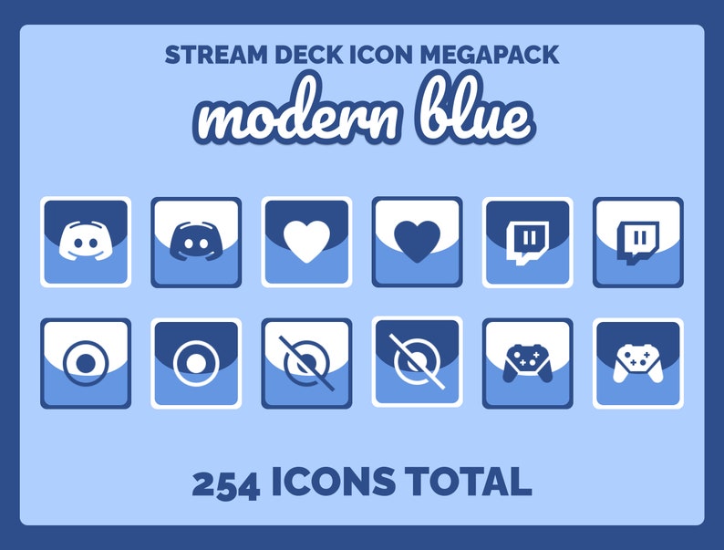 Modern Blue Stream Deck Icon MEGAPACK - 254 ICONS TOTAL for Elgato ...
