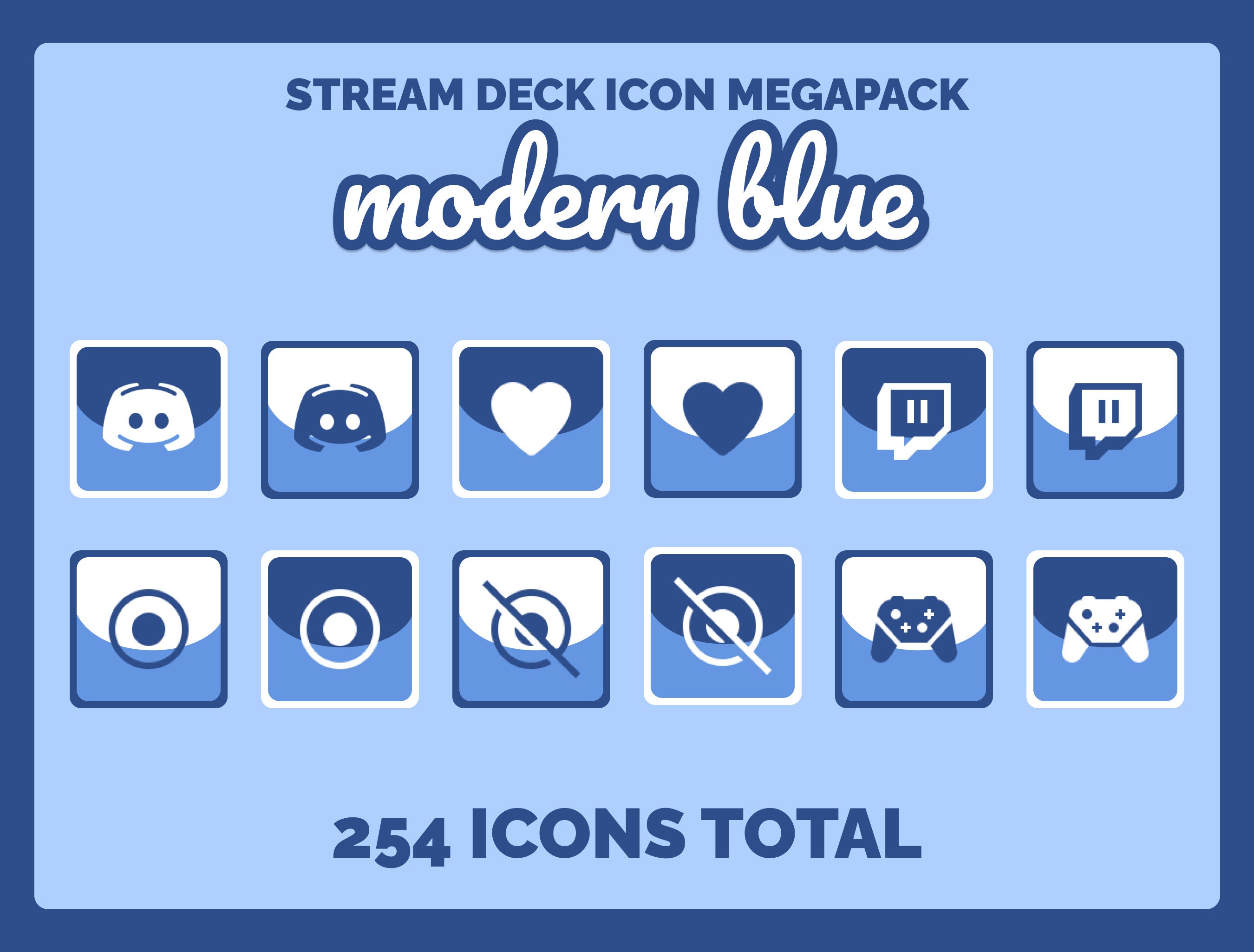 Modern Blue Stream Deck Icon MEGAPACK - 254 ICONS TOTAL for Elgato ...
