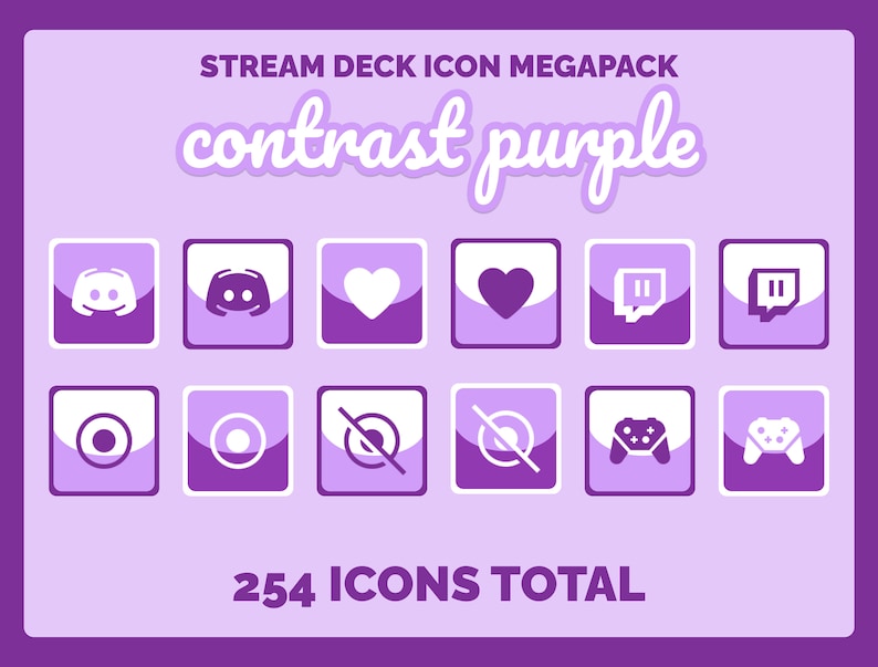 Contrast Purple Stream Deck Icon MEGAPACK - 254 ICONS TOTAL for Elgato ...