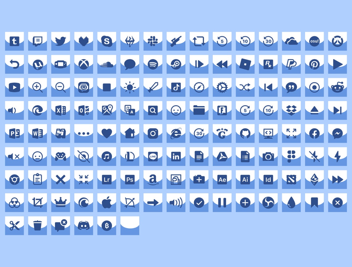 Modern Blue Stream Deck Icon MEGAPACK - 254 ICONS TOTAL for Elgato ...