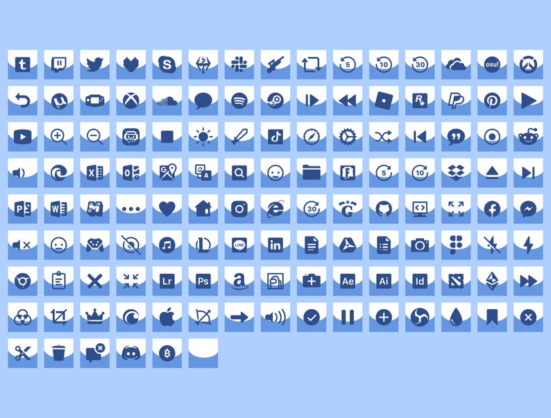 Modern Blue Stream Deck Icon MEGAPACK - 254 ICONS TOTAL for Elgato ...