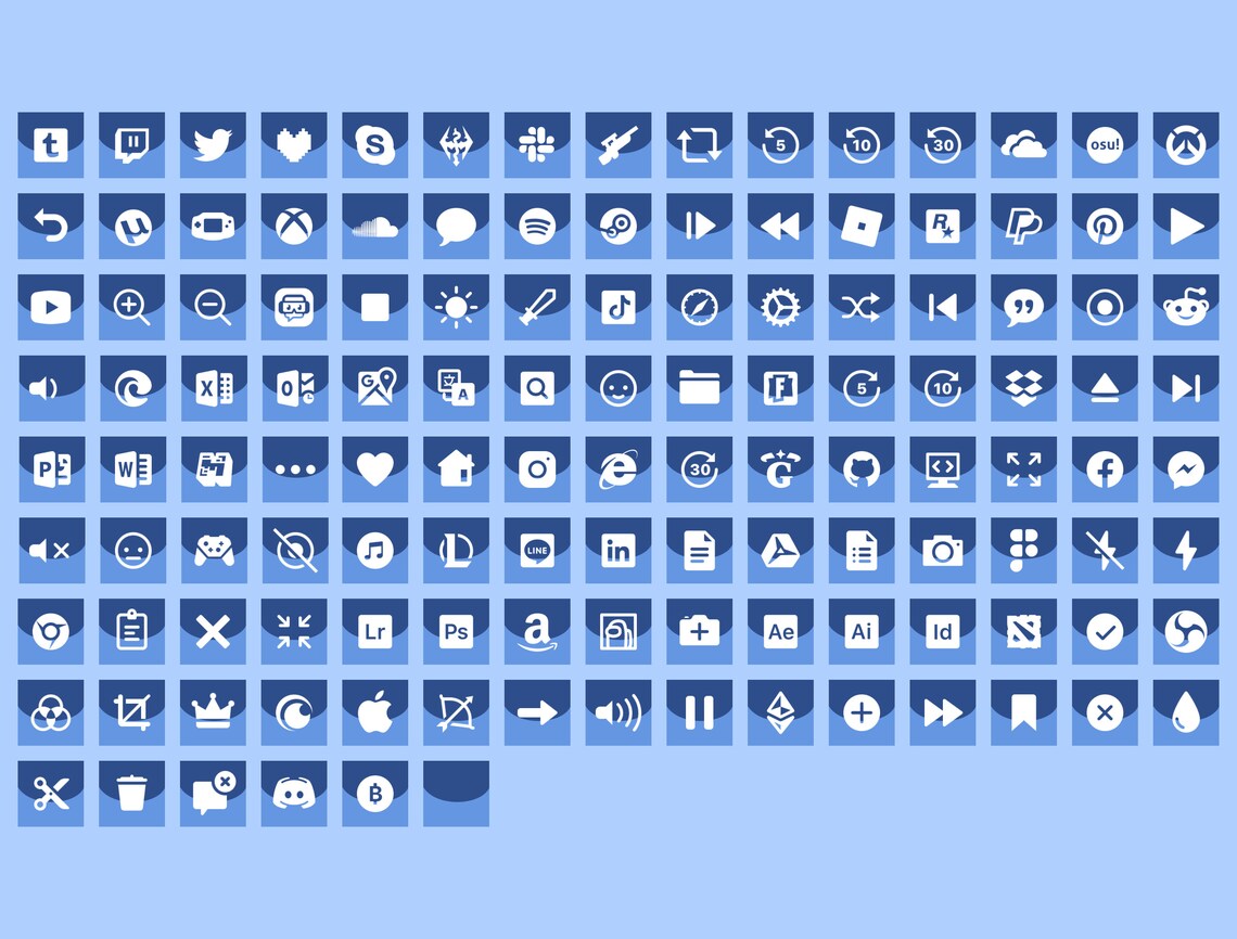 Modern Blue Stream Deck Icon MEGAPACK - 254 ICONS TOTAL for Elgato ...