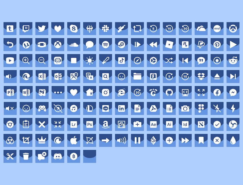 Modern Blue Stream Deck Icon MEGAPACK - 254 ICONS TOTAL for Elgato ...
