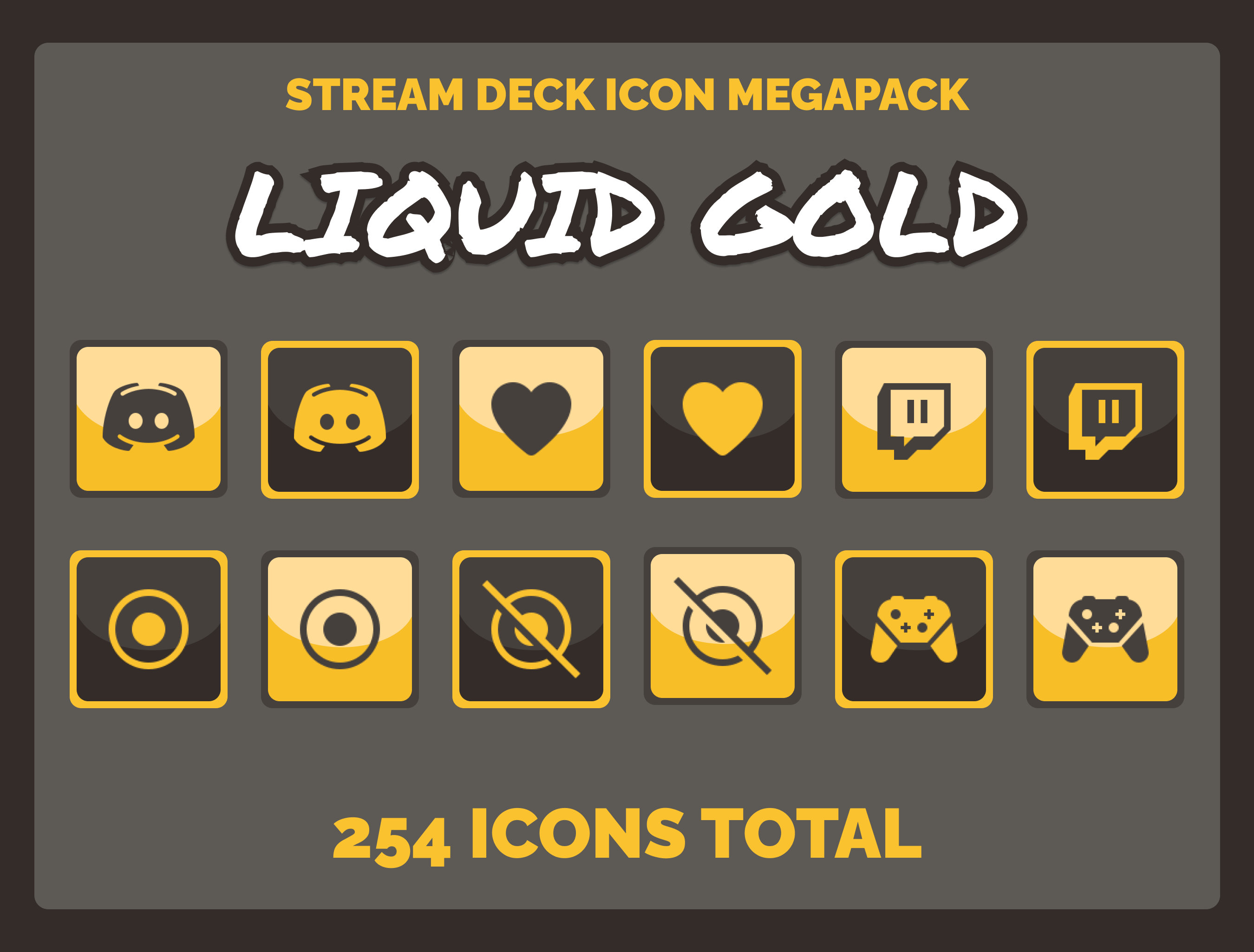 Liquid Gold Stream Deck Icon MEGAPACK - 254 ICONS TOTAL for Elgato ...