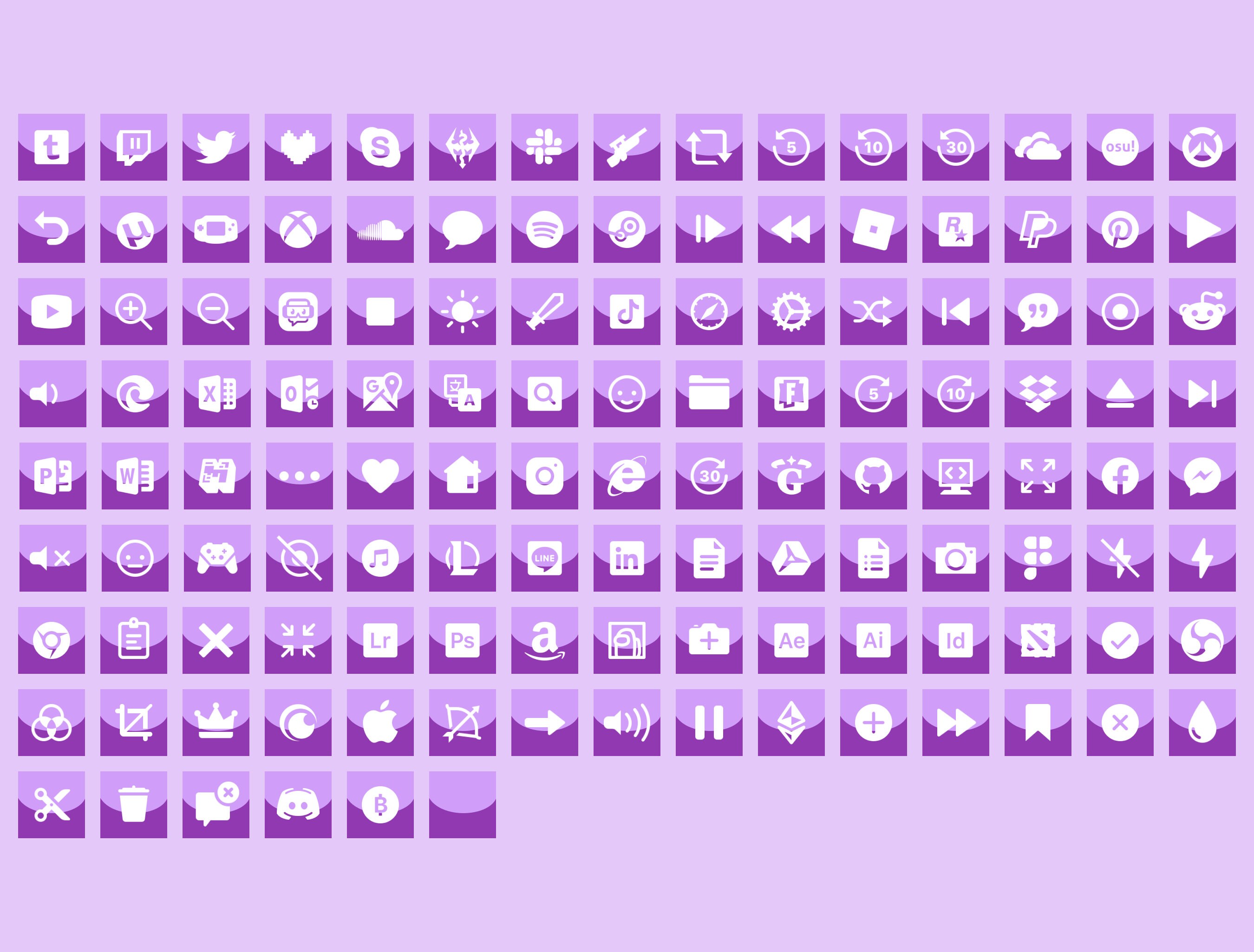 Contrast Purple Stream Deck Icon MEGAPACK - 254 ICONS TOTAL for Elgato ...