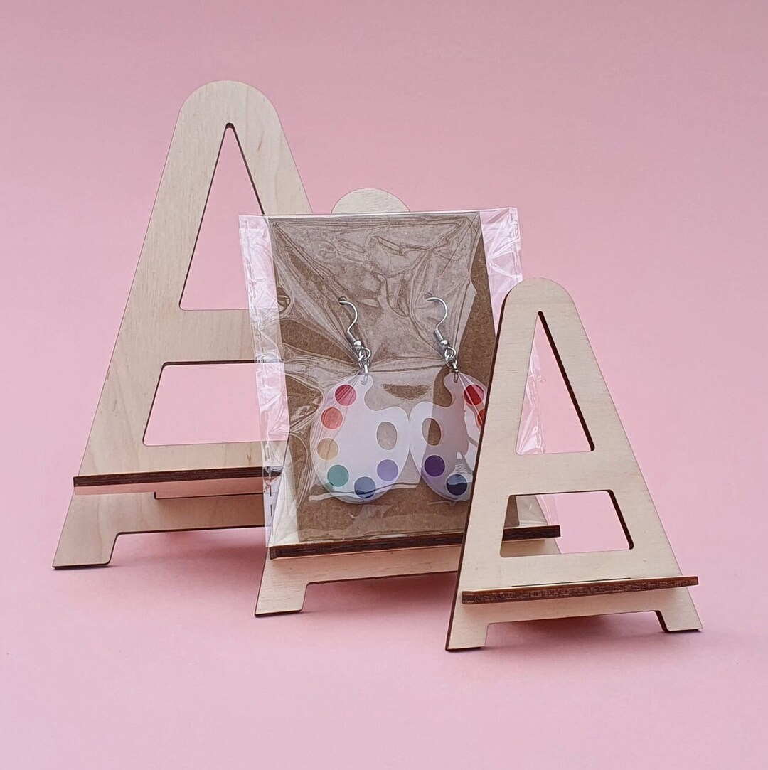 Mini Easel Display Stand, 3 Sizes, Laser Cut Birch Plywood Earring ...
