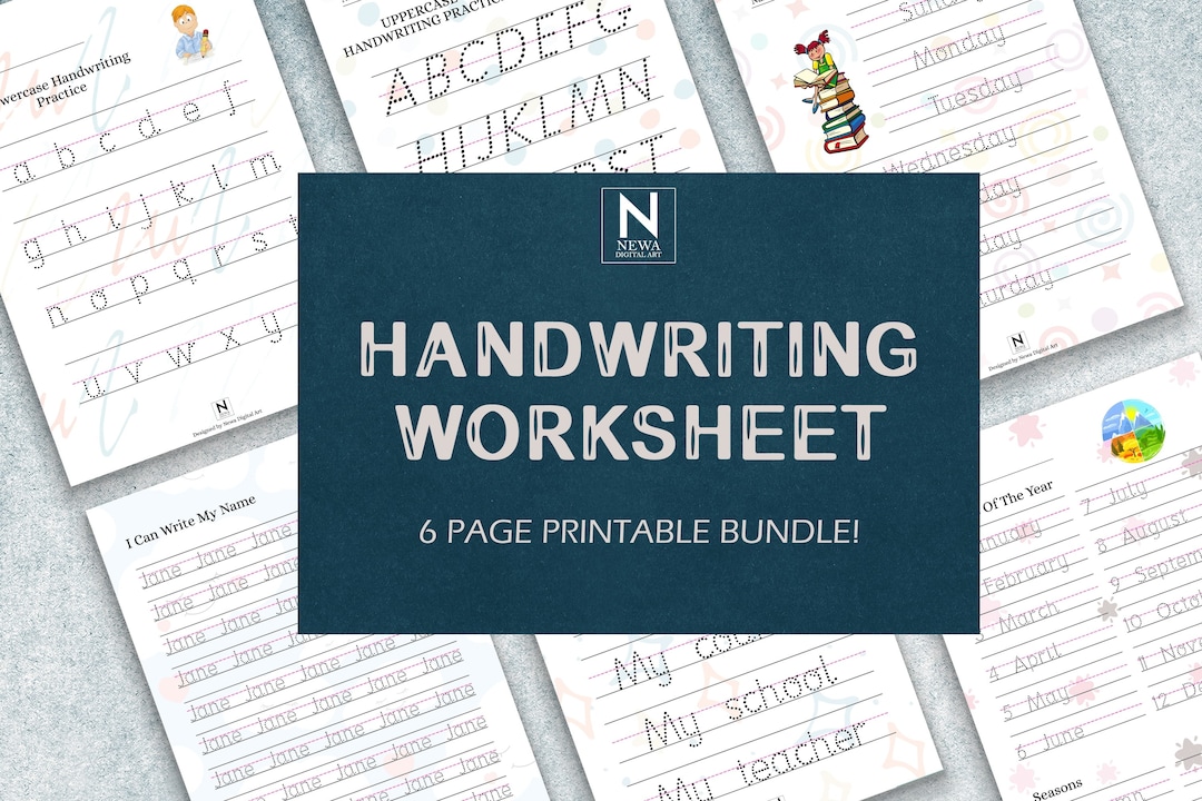 Personalised Handwriting Editable 6 Worksheets Printable Neat Cursive ...