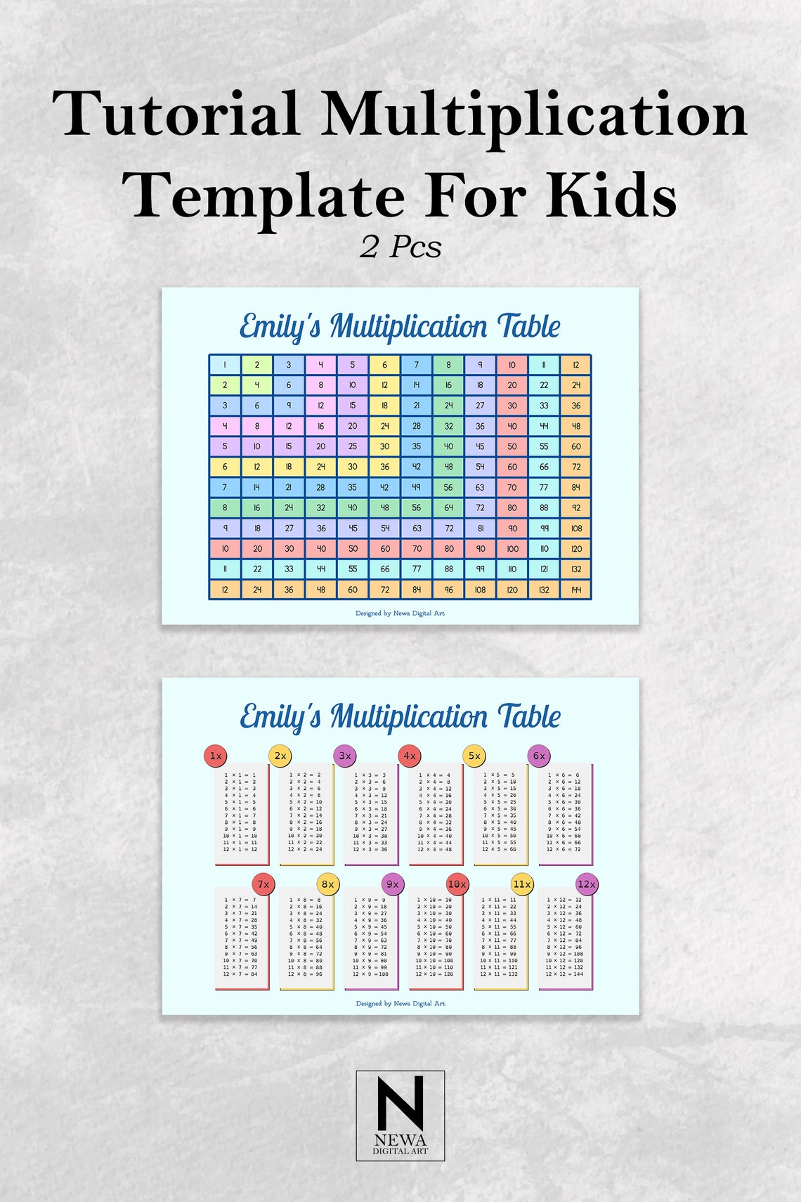 Times Tables Multiplication Square Chart Template Personalised Tutorial ...