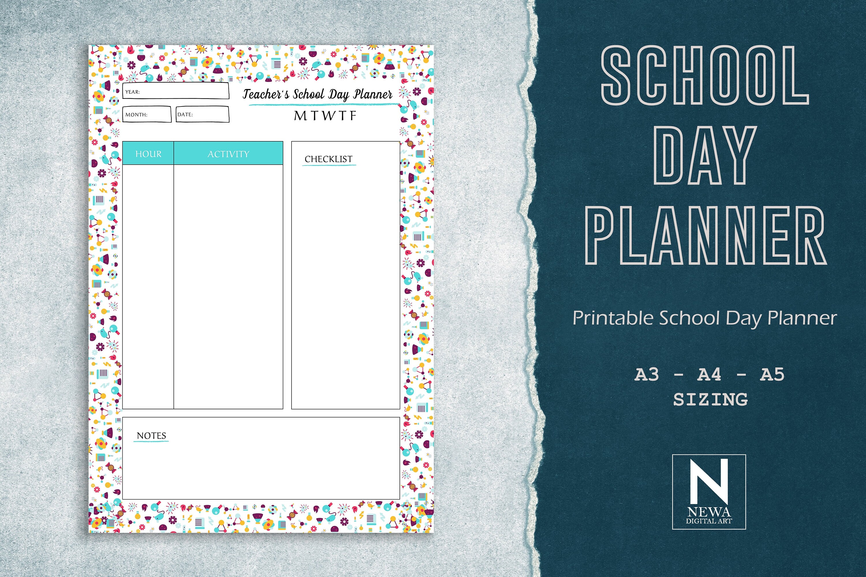 Printable Teacher School Day Planner Personalised Editable Goodnotes ...