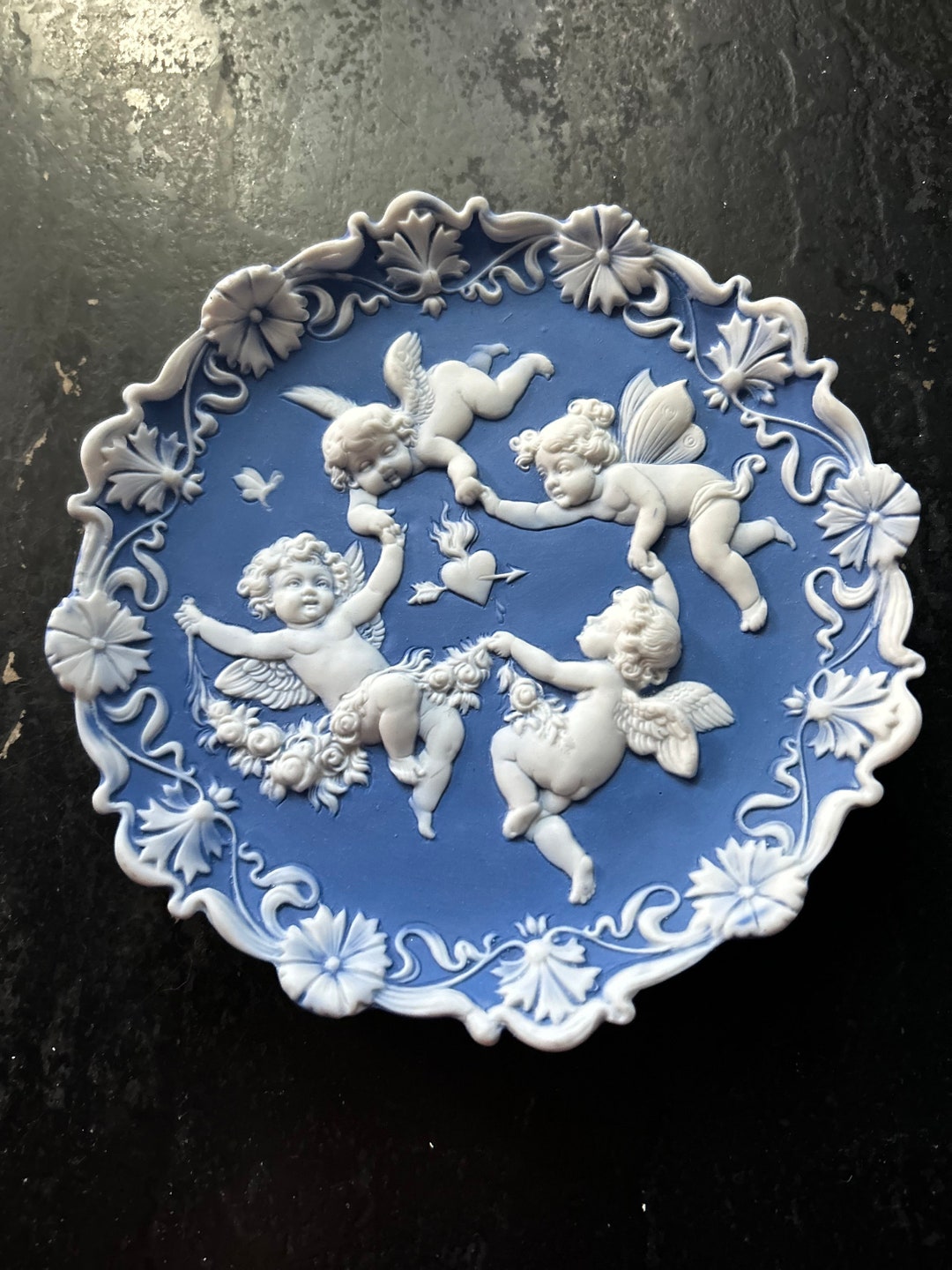 Blue Jasperware Cherub Wall Plate - Etsy