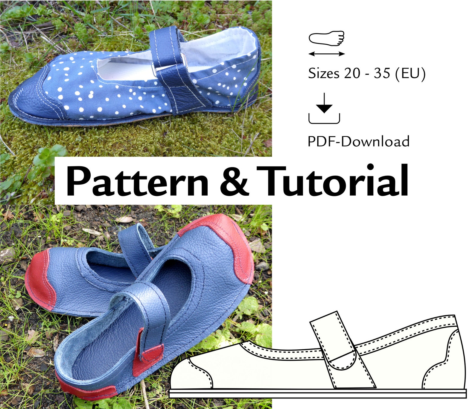 Barefoot Children Ballerina Shoes Sewing Pattern Hazelnut: PDF Tutorial ...