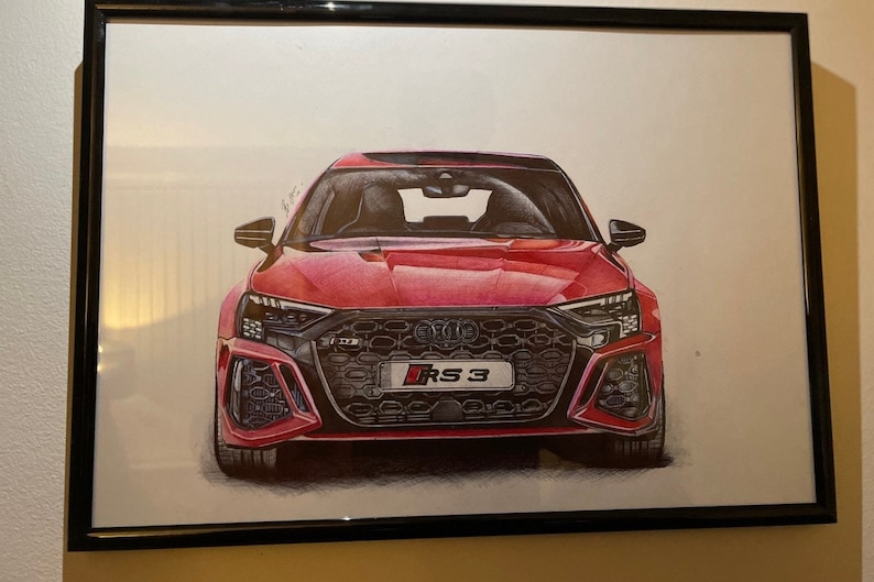 Original Audi RS3 Red & Black Biro Art - Etsy