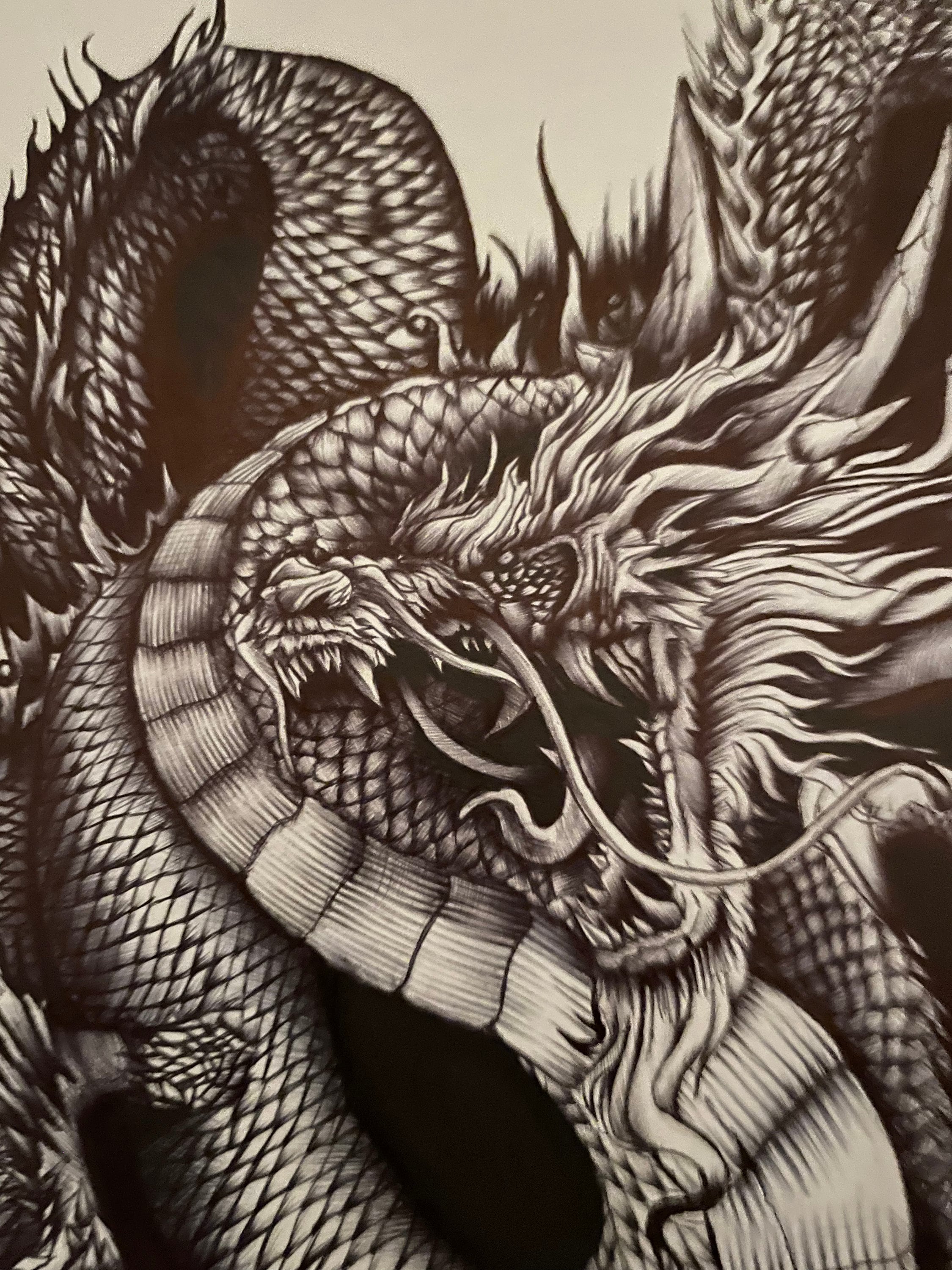 Chinese Dragon Ink and Pen Print - Etsy