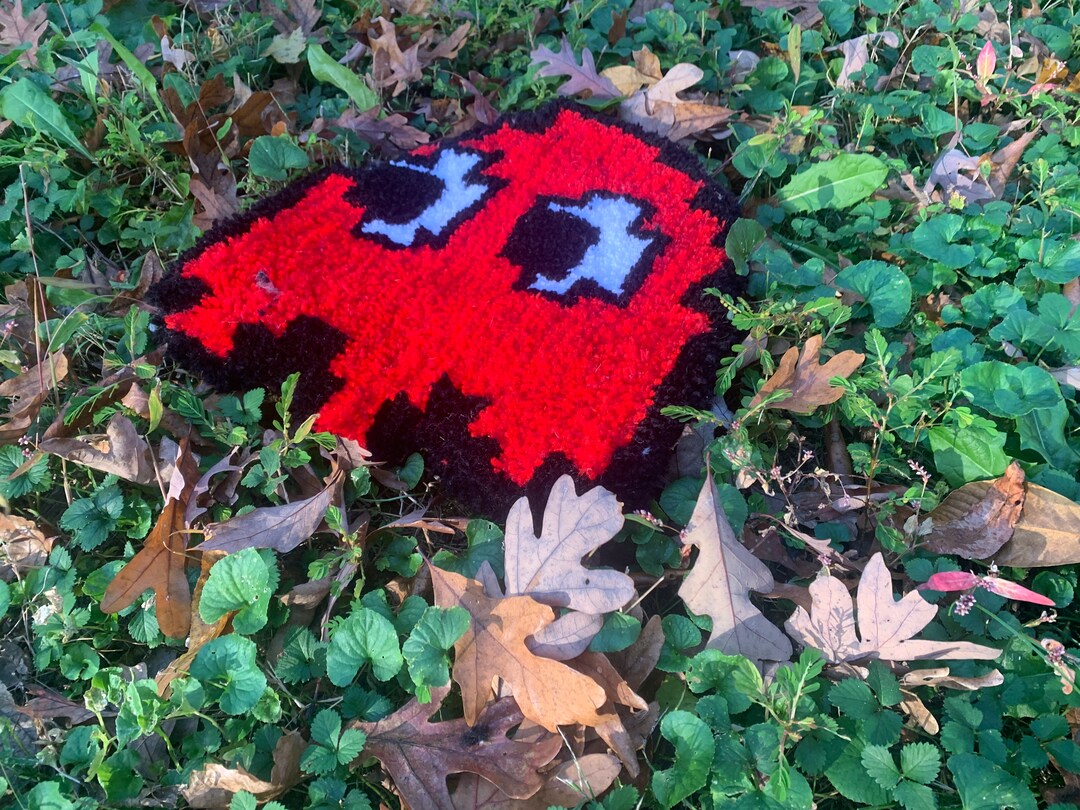 8-bit Red Ghost Pac-man Rug - Etsy