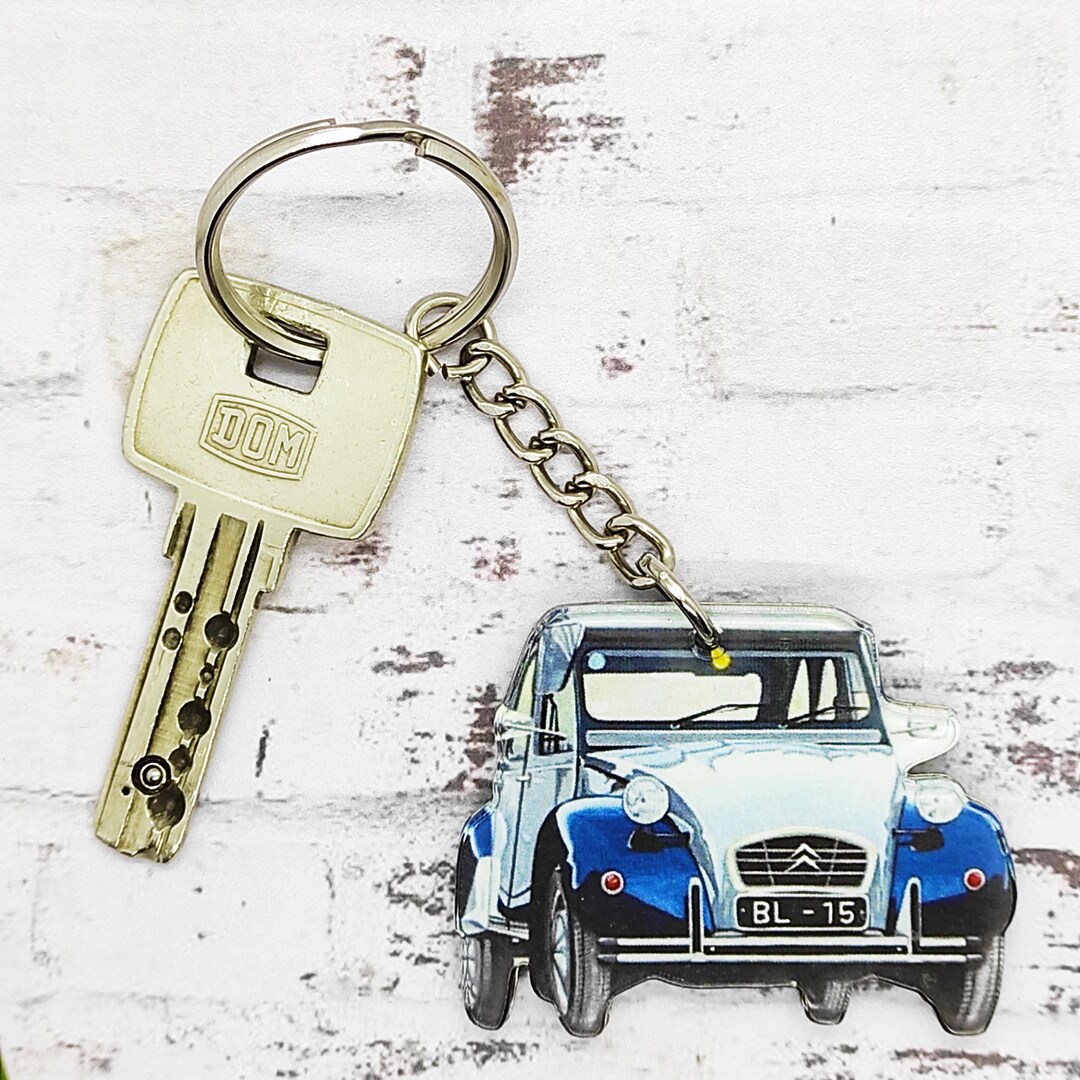 Vintage 2CV Car Keychain, Grey and Azure Blue, Christmas Gift Idea ...