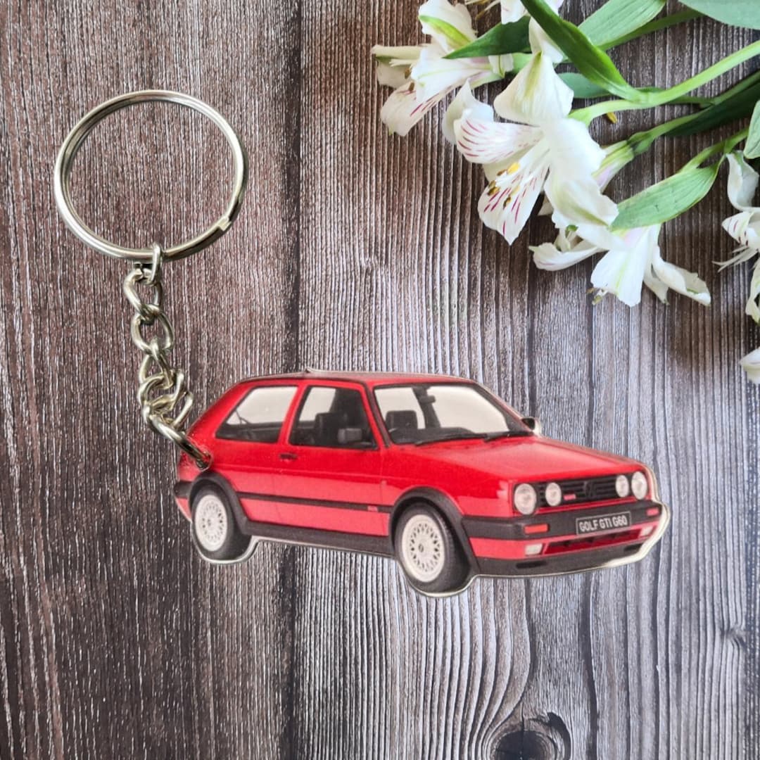 Vintage Car Keychain Golf GTI G60 Red Retro Automobile Gift Idea Golf ...
