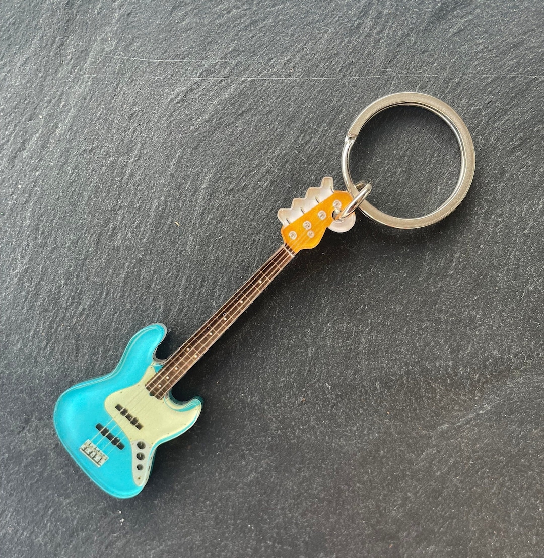 Bass Guitar Keychain Fender American Professional II Jazz Bass Blue ...