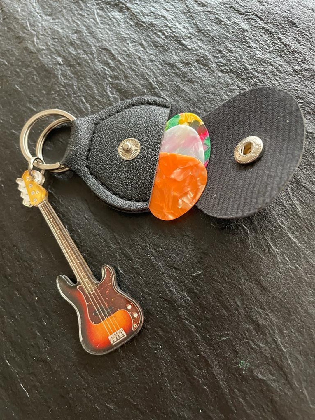 Fender Precision Bass Electric Guitar Keychain With Pick Holder and 3 ...