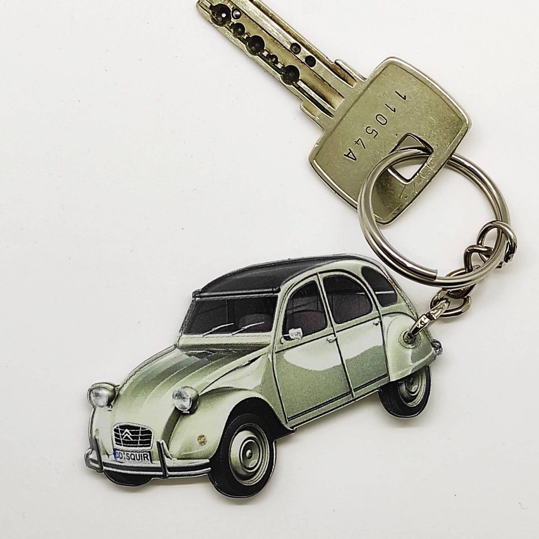 Vintage Car Key Ring 2CV White Retro Automobile Gift Idea Citroën 2 CV ...
