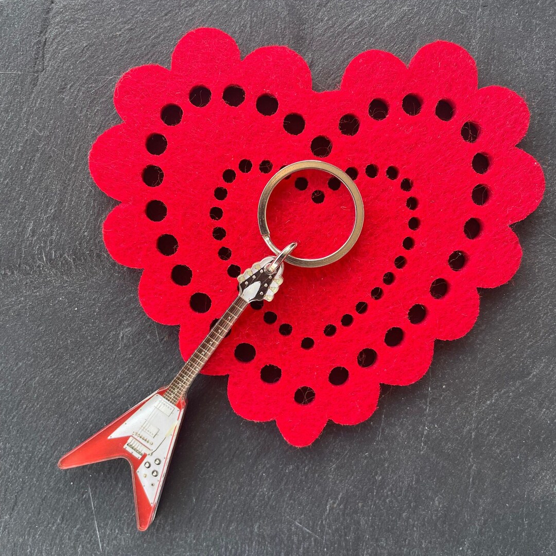 Gibson Flying V Red Electric Guitar Keychain With or Without Pick ...