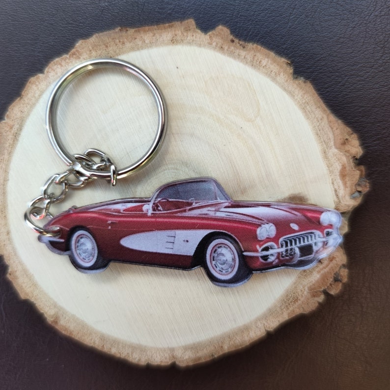 Vintage Car Keychain Chevrolet Corvette 2nd Generation 1961 Retro Car ...